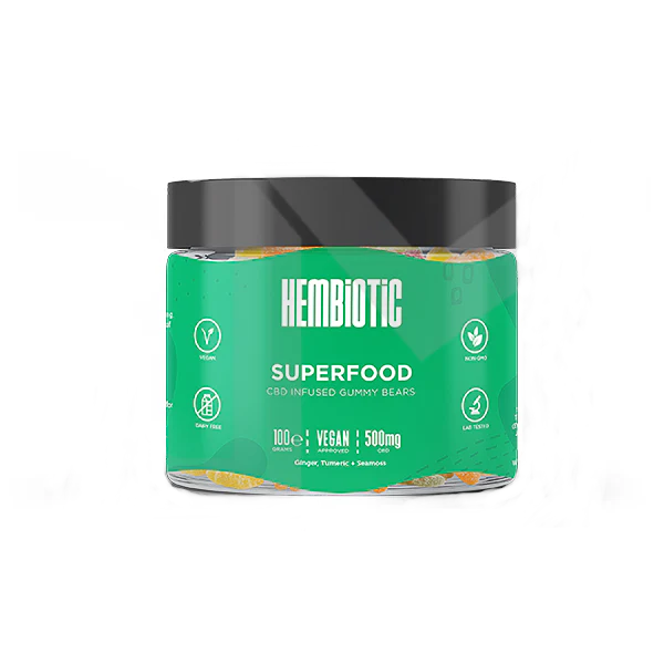 Hembiotic 500mg Functional CBD Gummy Bears - 100g - Superfood ...